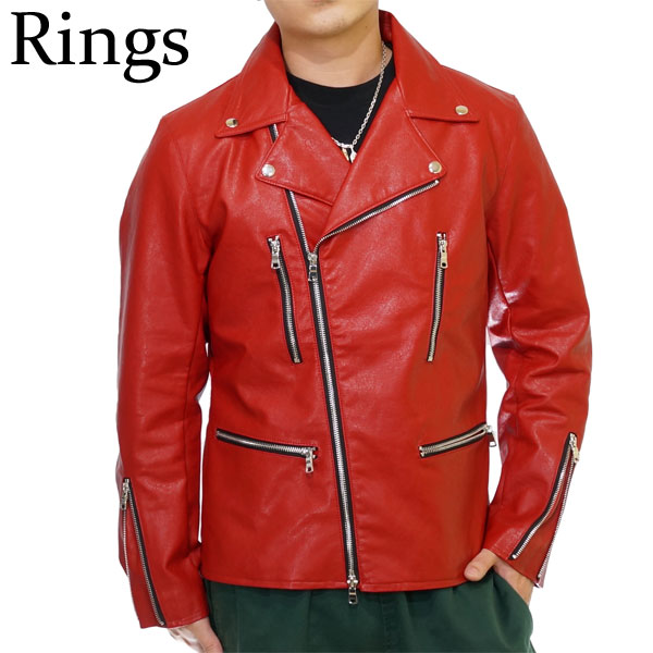 リングス フェイクレザー ダブルライダースジャケット メンズ 新作2022-2023年モデル RINGS 132028 :132028 ...