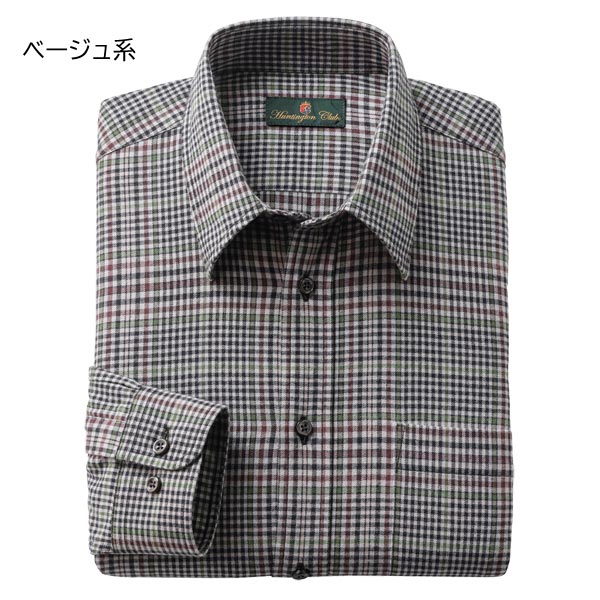 HUNTINGTON CULB ハンティントン・クラブ ストレッチネル長袖シャツ 同サイズ2色組 格子柄 チェック柄 左胸ポケット付 秋冬春 メンズ 40代 50代 60代 318-64860-HA Huntington Club HUNTINGTON CULB ハンティントン・クラブ ストレッチ