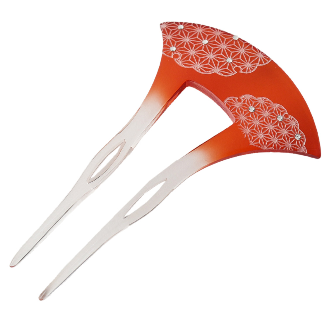 和装 髪飾り 小紋 紬 浴衣 日本製 T21-015 切子風 簪 バチ型 雪輪 麻の葉 全4色 かんざし 簪 二本差し 大人 レディース 女性 ...