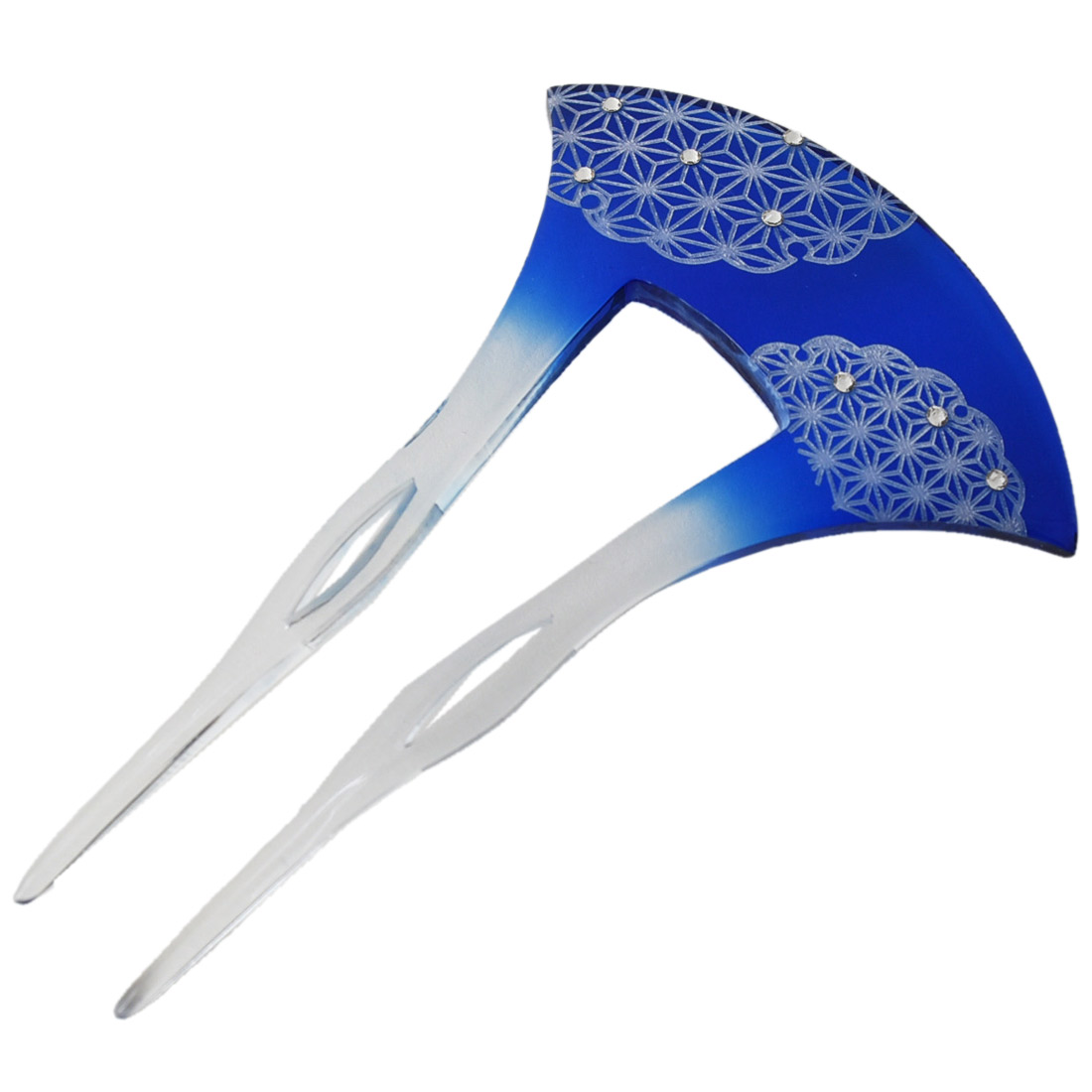 和装 髪飾り 小紋 紬 浴衣 日本製 T21-015 切子風 簪 バチ型 雪輪 麻の葉 全4色 かんざし 簪 二本差し 大人 レディース 女性 ...