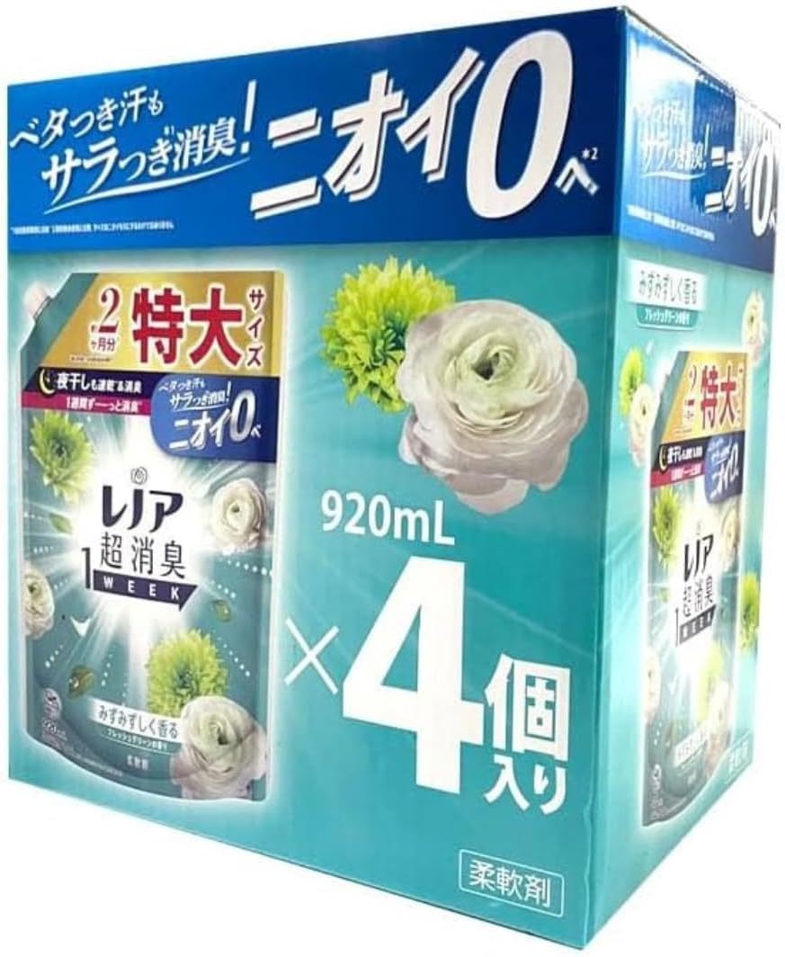 (販路限定)レノア超消臭1 week フレッシュグリーン 柔軟剤 920ml X 4 : a-kuストア - 通販 - Yahoo!ショッピング