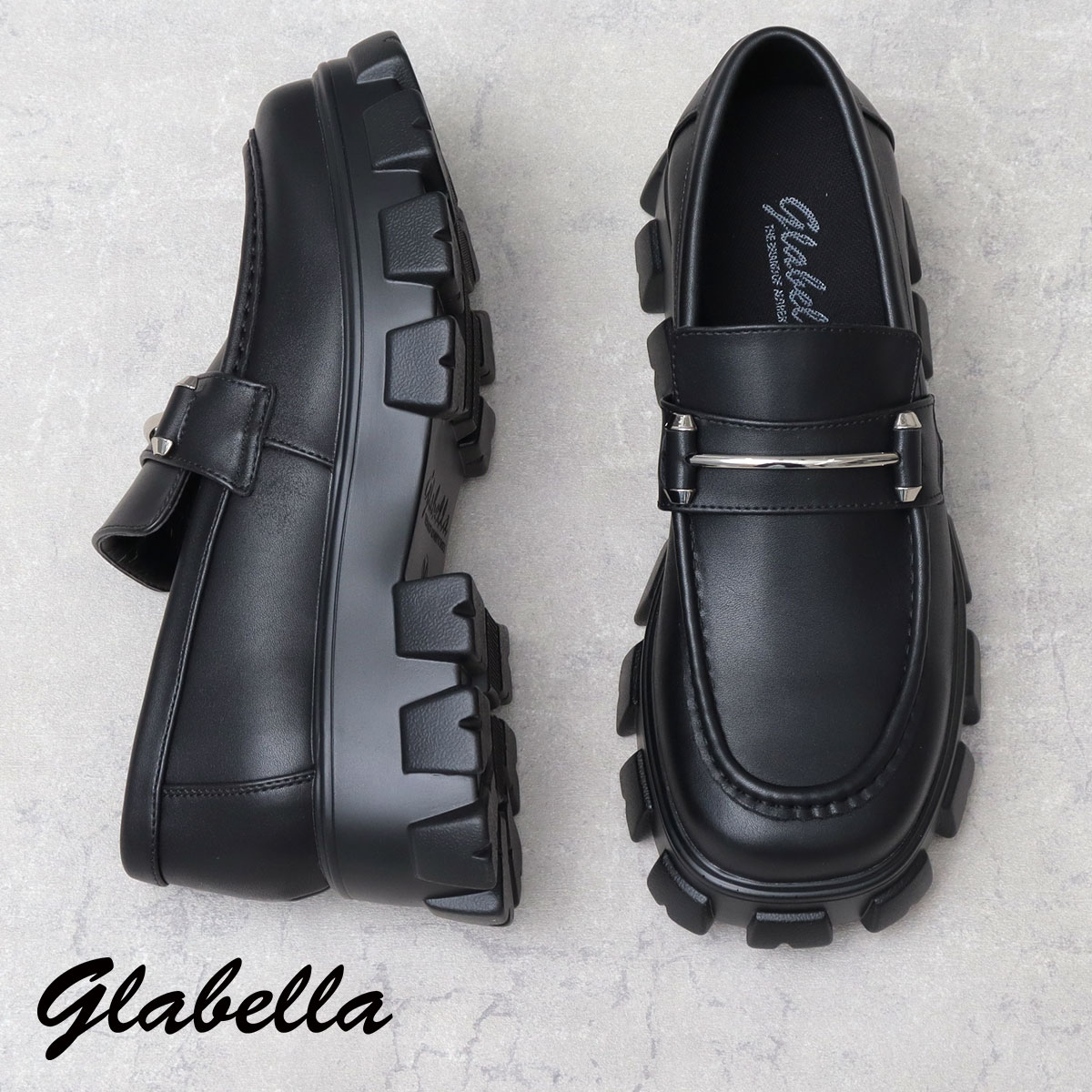 glabella（グラベラ） 在庫限り50%OFFクーポン ローファー メンズ 厚底 ビットローファー 軽量 ブラック 黒 カジュアル モード ...