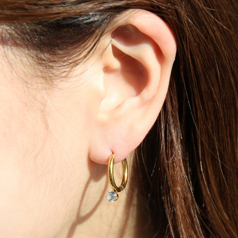 ピアス レディース フープ サージカルステンレス キュービックジルコニア 可愛い 20代 30代 40代 50代 誕生日プレゼント 2101 ...