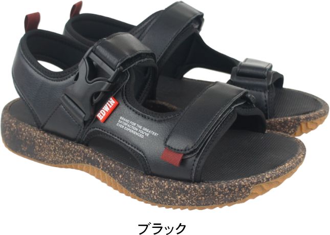 EDWIN エドウィン スポーツサンダル メンズ スポサン シャワーサンダル ベルクロ ストラップ 黒 父の日 ギフト 普段使い 実用的 ew5105 : Ablya アベリア 靴 シューズ ...
