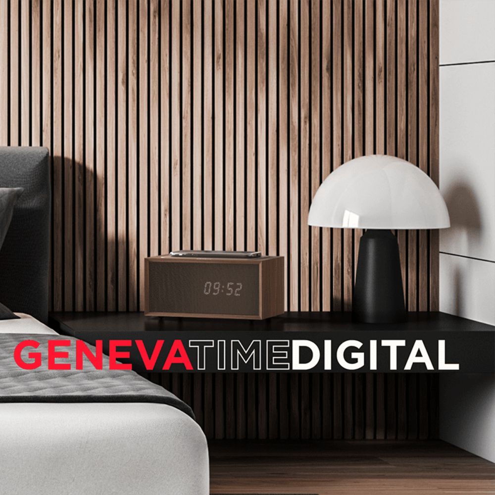 GENEVAサウンドシステム 全3色 GENEVA TIME デジタルクロック ジェネバ bluetooth 時計 置き時計ワイヤレス充電 ...