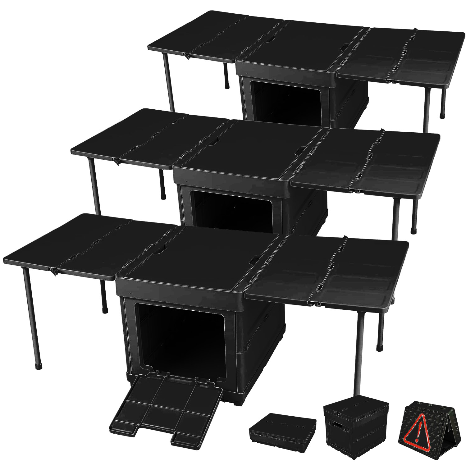 収納ボックス テーブル 3台セット 折りたたみ キャンプ 蓋付き 収納