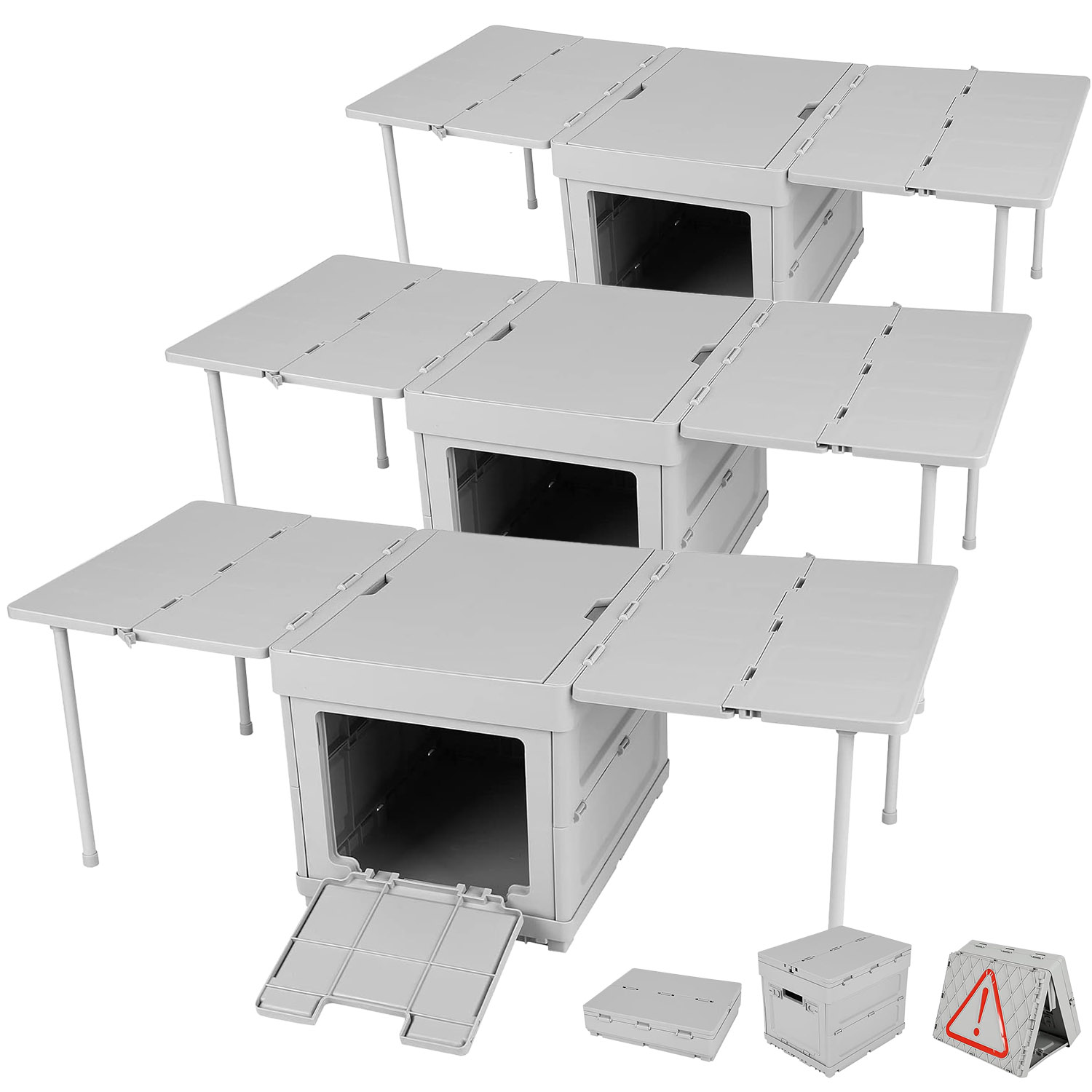 収納ボックス テーブル 3台セット 折りたたみ キャンプ 蓋付き 収納