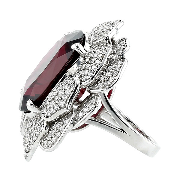 ロードライトガーネット リング 38.49ct オーバルミックスカット 脇石ダイヤ2.28ct(Total) プラチナ Pt 鑑別書付 ロードライト ガーネット 指輪 : エメットジュエリー ...