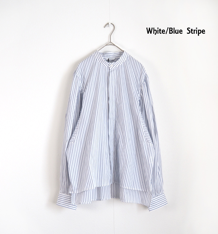 MANON（マノン） ギャザースリーブ バンドカラーシャツ レディース mnn