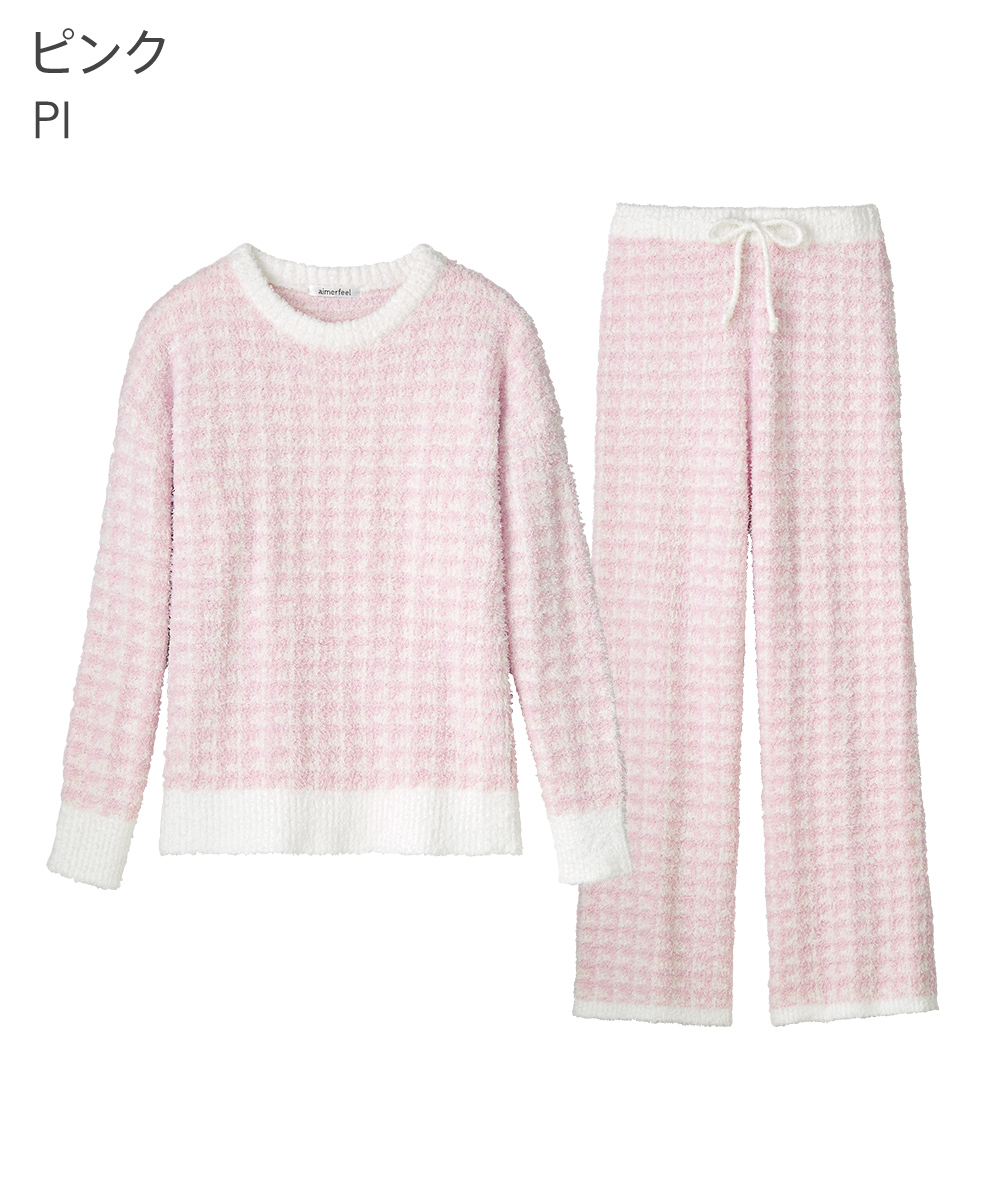 ルームウェア レディース ニット 上下セット 女性 秋 冬 パジャマ 寝間着 暖かい あったか 長袖 ロングパンツ セット 部屋着 モコモコ ...