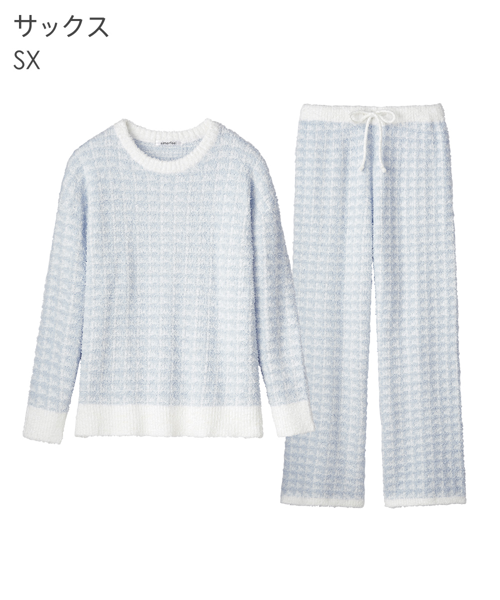 ルームウェア レディース ニット 上下セット 女性 秋 冬 パジャマ 寝間着 暖かい あったか 長袖 ロングパンツ セット 部屋着 モコモコ ...