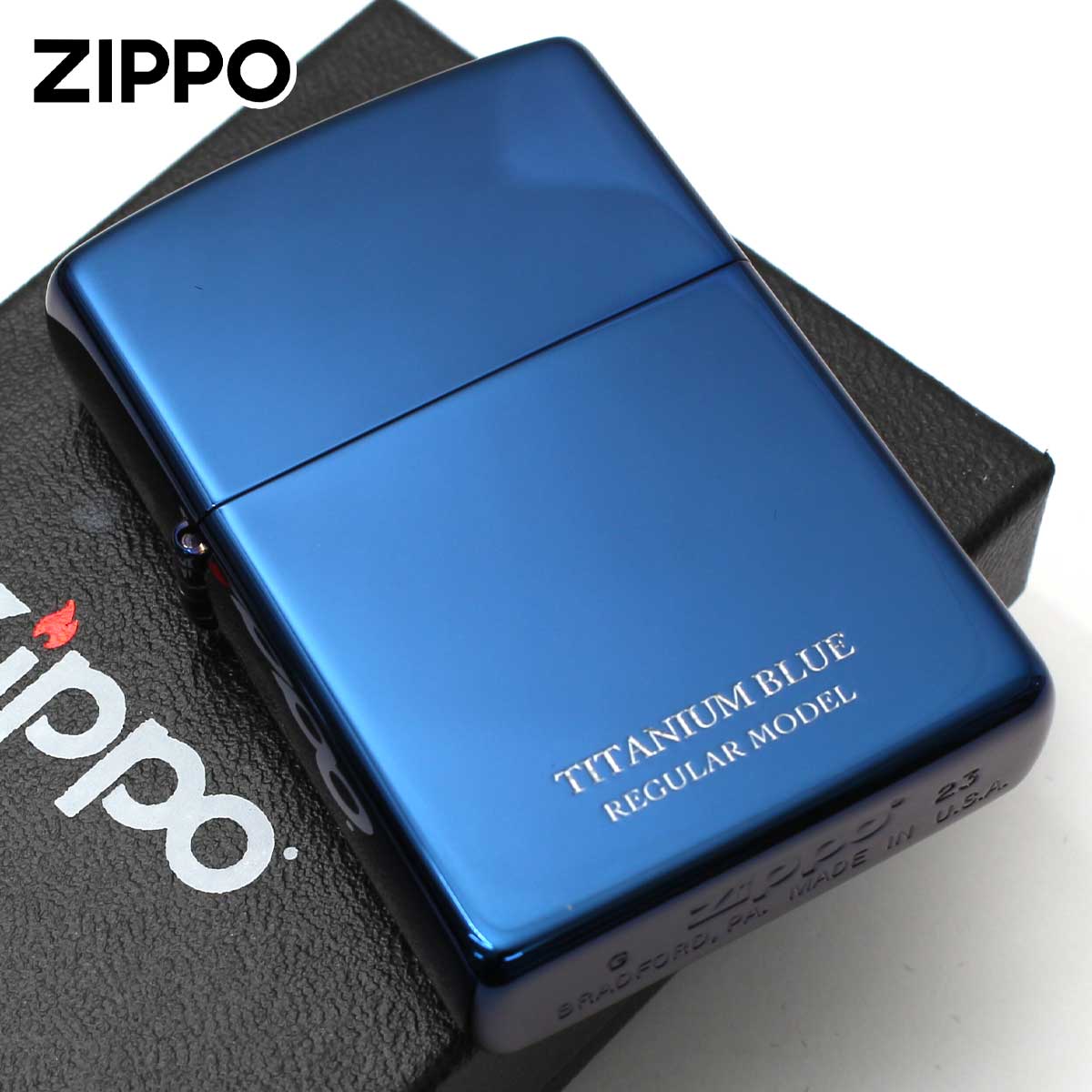 ZIPPO（ジッポー） ジッポライター レギュラー チタニューム ブルー ポリッシュ 鏡面 Titanium series 20-BLTT ...