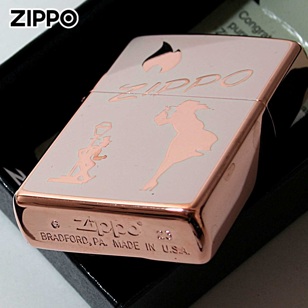 ZIPPO（ジッポー） ジッポライター ウインディ ドランク 炎 アイコンフレーム クラッシックロゴ カッパー ベージュ Classic ...