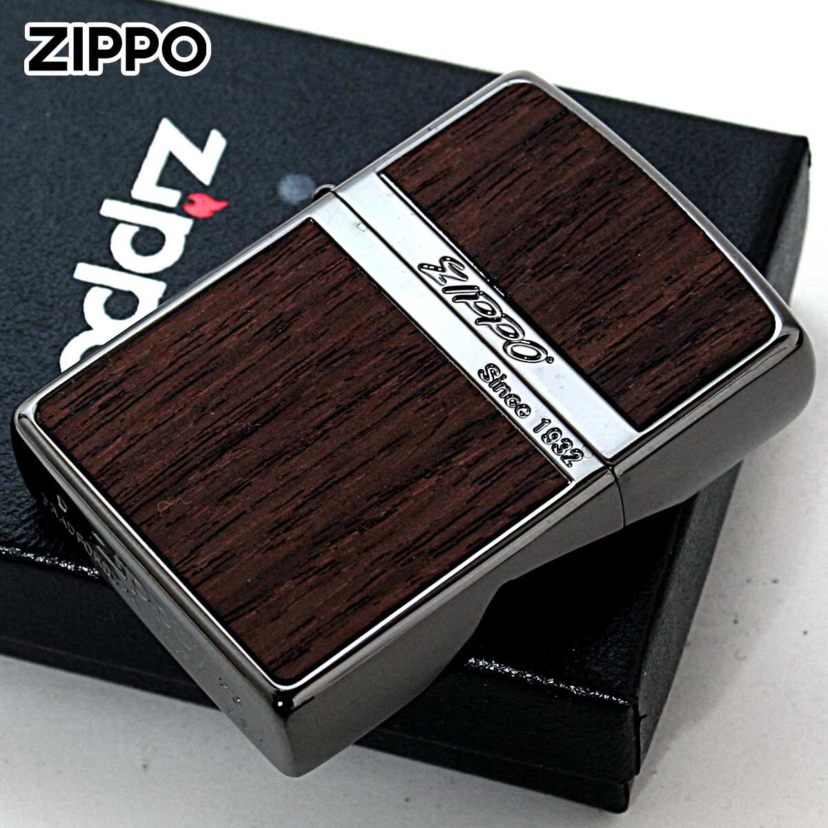 ZIPPO（ジッポー） ジッポライター ウッド 木目 木 ネオブラック 両面加工 Wood Series Neo Black NB-Wood ...
