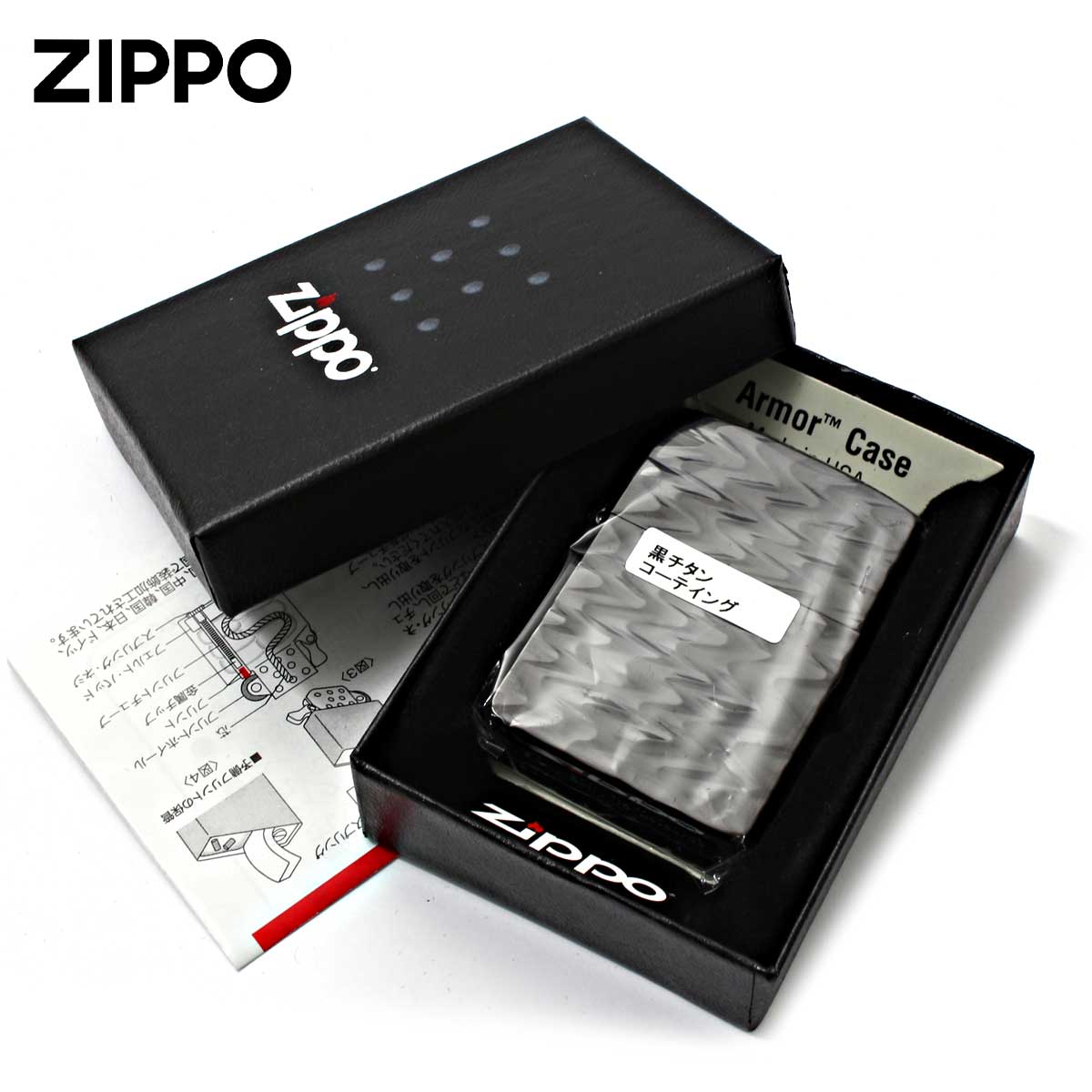 アーマーチタン Zippo ジッポライター アーマー 彫刻 RIP 模様 両面加工 チタニュームコーティング ブラックARMOR ...