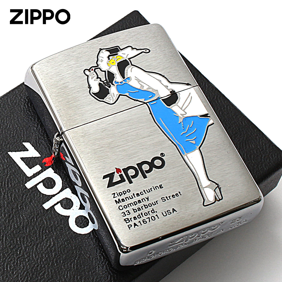 ZIPPO Zippo ジッポライター ウインディ ウインドプルーフ レディ オールドデザイン ブルー WINDY DESIGN 200 ...