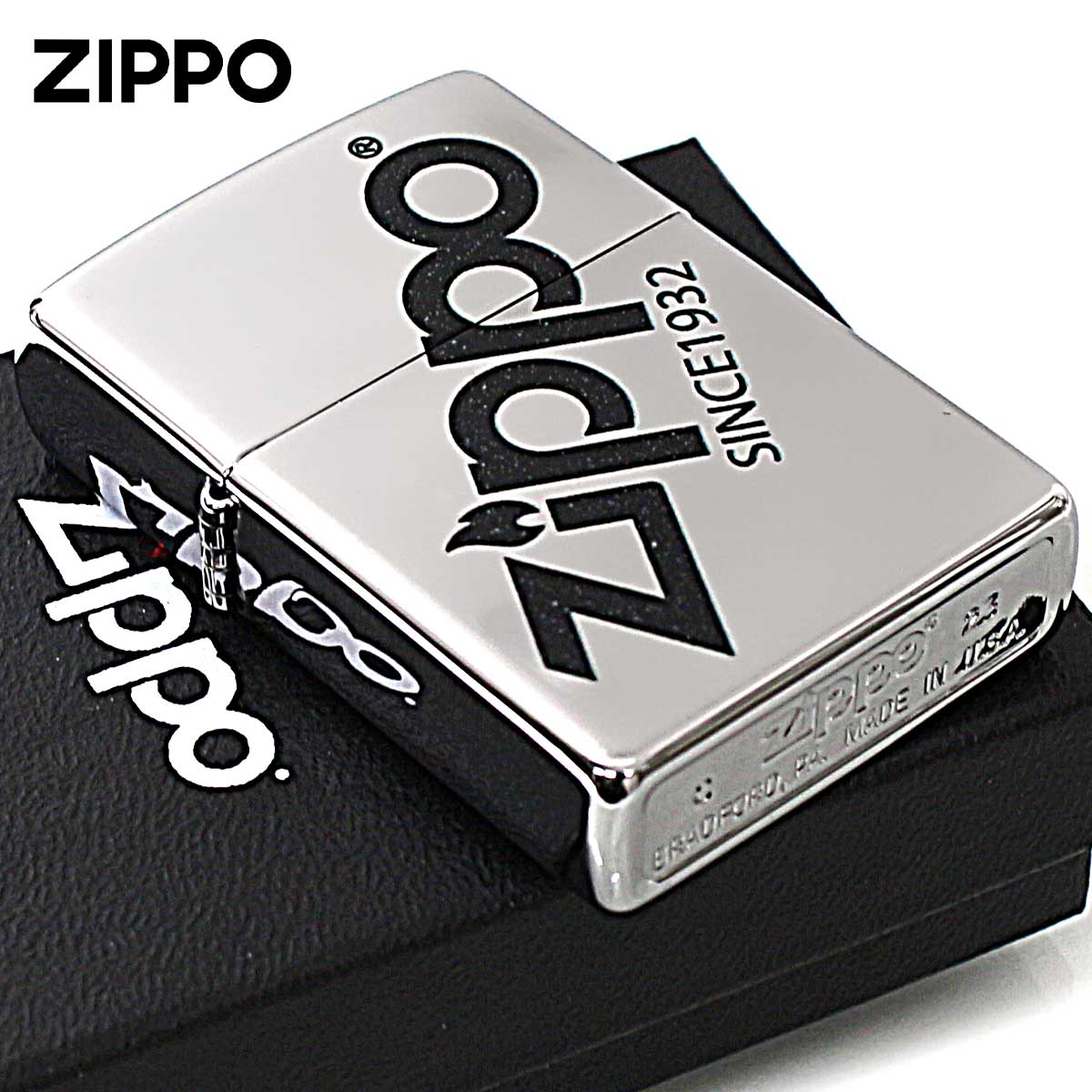 ZIPPO（ジッポー） ジッポライター ジッポ ロゴ ZIPPO LOGO クロムメッキ 古美仕上げ ブラック 25C-LOGOBK メール便 ...