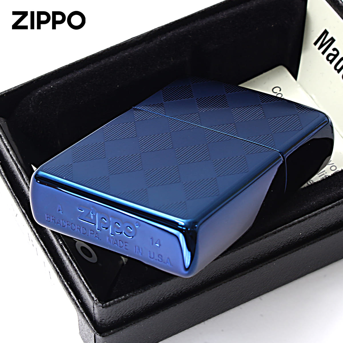 チェッカー Zippo ジッポライター アーガイル柄 ブルー チタンコーティング Titanium Coating Series Ti-BL-A（A） メール便専用商品 : 輸入雑貨のネット ...