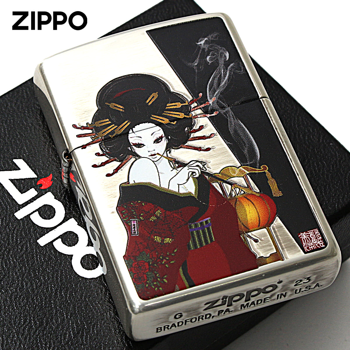 ZIPPO Zippo ジッポライター 和柄 煙管と女 JAPANESE STYLE 2020 銀メッキ 80059 メール便専用商品 ...