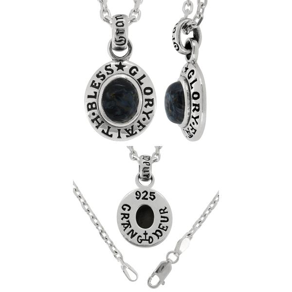 GRAN DEUR ピーターサイト オーバル シルバーネックレス チェーン付きペンダントトップ シルバー925 ネックレス 天然石 黒 ピータサイト プレゼント : Alize アリゼ ...
