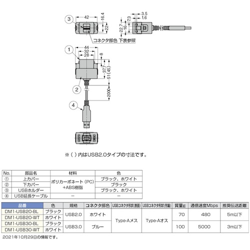 スガツネ LAMP USBコネクタ DM1-USB型 ホワイト USB2.0 2m DM1-USB20-WT :DM1USB20WT ...