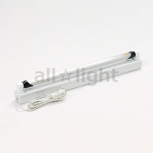 ★ ブラックライトセット 笠なし型照明器具+ブラックライトLED20W形×1灯+電源コード 中間スイッチ付 加工品 両側給電 375nm ...