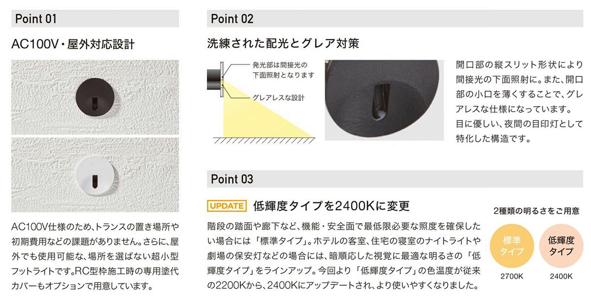 トキスター TOKISTAR フットライト MICRO FOOTLIGHT 100 開口穴φ25mm 屋外・屋内兼用 AC100V 標準タイプ ...