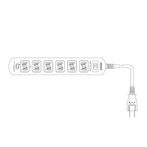 明工社 スパコンタップ 抜け止め6コ口 コード3m 白 15A 125V パイロットランプ マグネット スライドスイッチ付 MR7461T3 ...