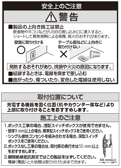 Panasonic パナソニック アドバンスシリーズ 埋込充電用USBコンセント TypeA 2個モジュール 2ポート 入力30VA 100V ...