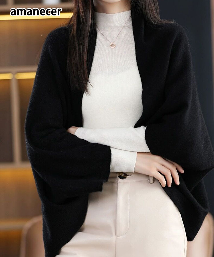 ニット カーディガン レディース 春 秋 羽織り ドルマンスリーブ