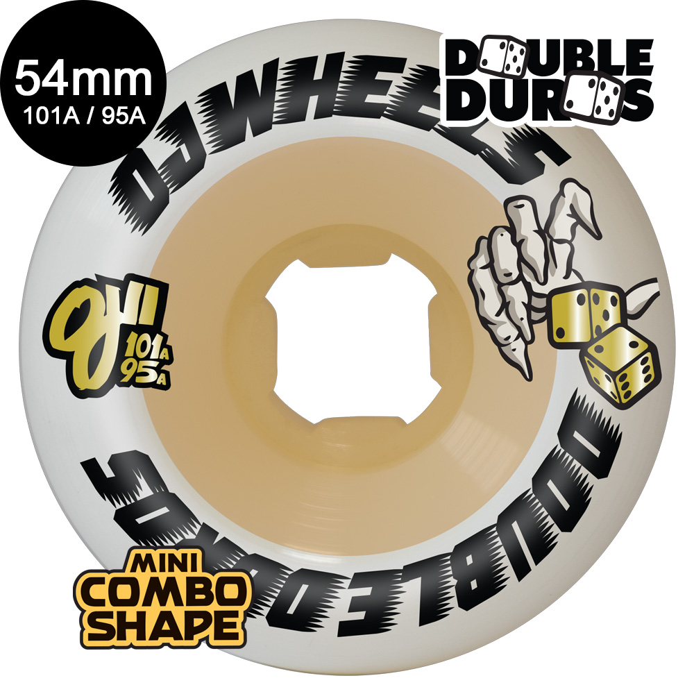 オージェイウィール OJ WHEELS 54mm DOUBLE DURO WHITE/GUM MINI COMBO 101A/95A ...