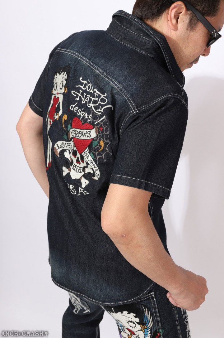 Ed Hardy（エド・ハーディー） BETTY BOOP×Ed Hardy 半袖シャツ BED-2505 ベティブープ 刺繍 : ANCH ...