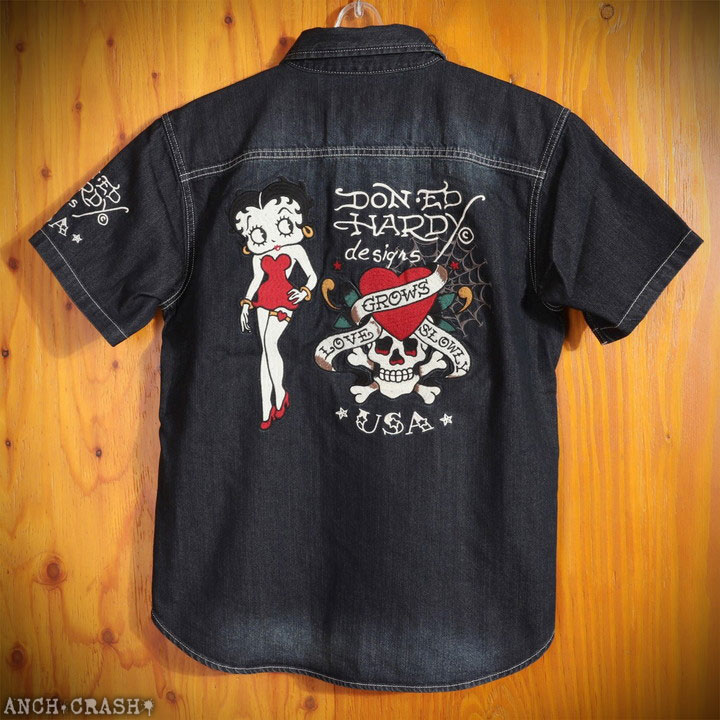 Ed Hardy（エド・ハーディー） BETTY BOOP×Ed Hardy 半袖シャツ BED-2505 ベティブープ 刺繍 : ANCH ...