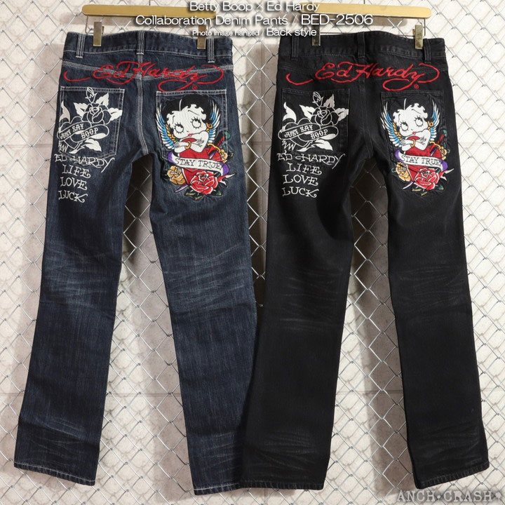Ed Hardy BETTY BOOP×Ed デニムパンツ BED-2506 ベティブープ エドハーディー 刺繍 : ANCH CRASH ...