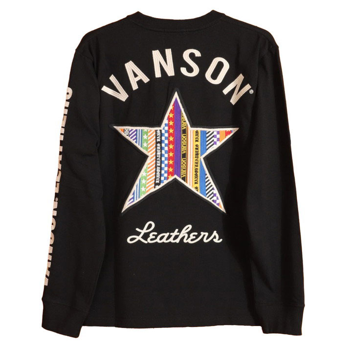 VANSON（バンソン） スター ロンT NVLT-2501 長袖 Tシャツ 刺繍 昇華
