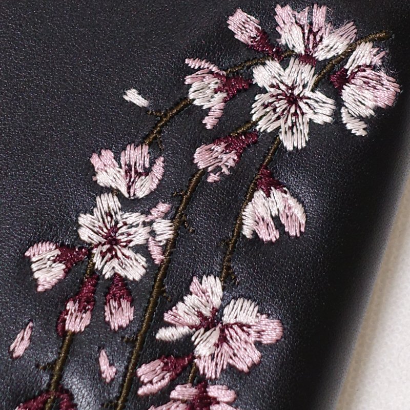 24h限定P最大12倍!1/31pm23:59迄 花旅楽団スクリプト 桜と金魚刺繍 和柄 牛革 長財布 SLWL-503 ロングウォレット ...