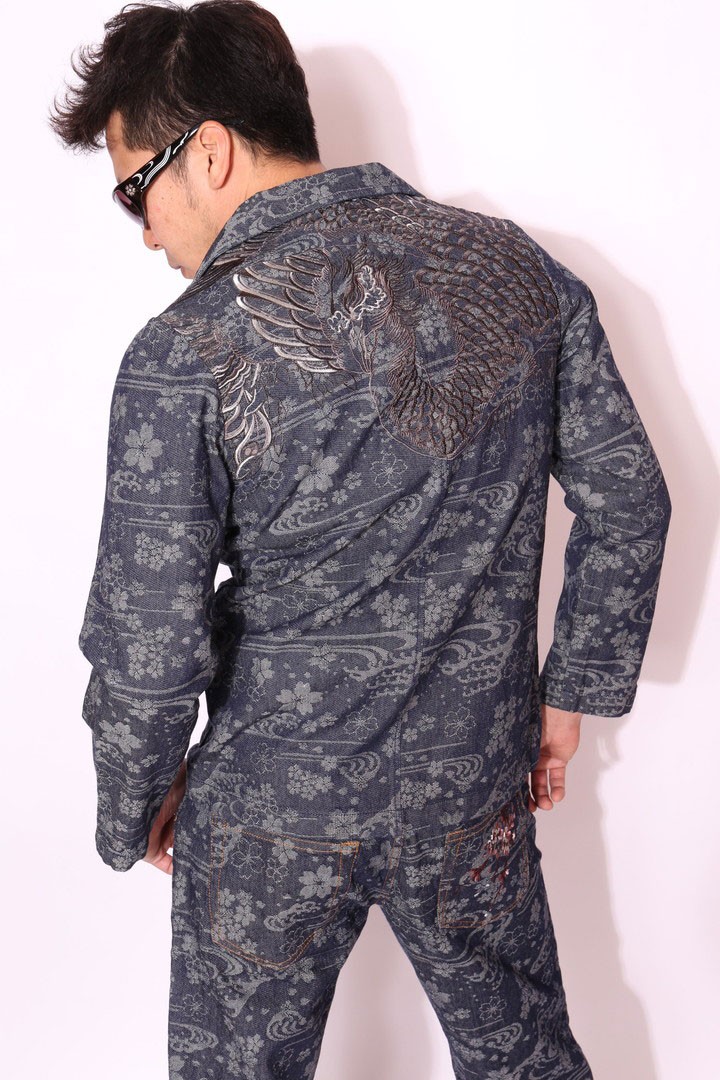 在庫限りセール SALE 40%off 花旅楽団スクリプト 鳳凰柄 刺繍 流水桜