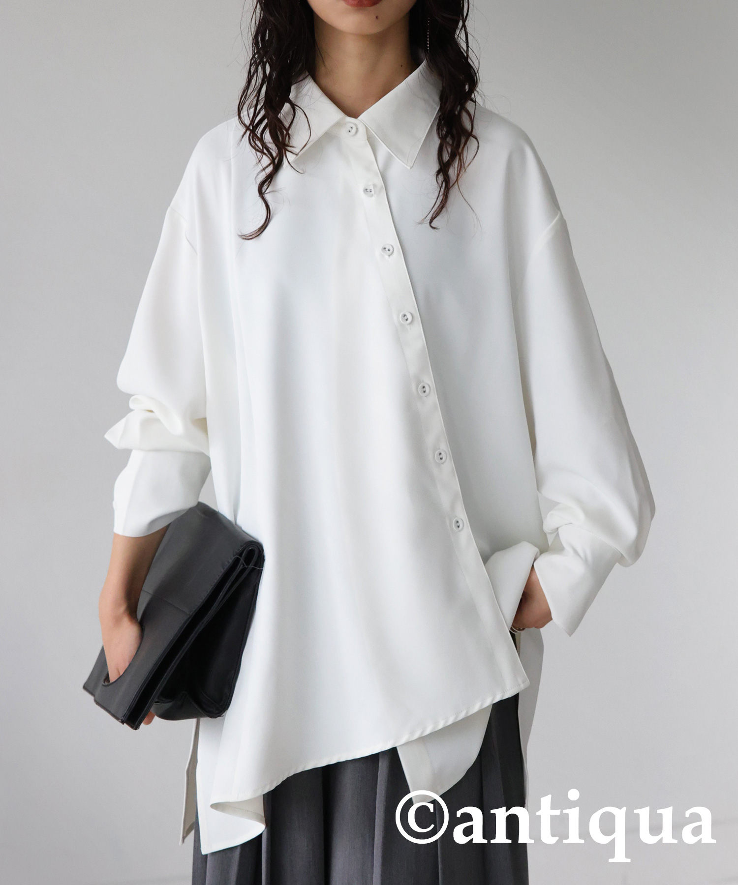 antiqua フロントアシメシャツ シャツ レディース トップス 送料無料・100ptメール便可 : antiqua(アンティカ) - 通販 ...
