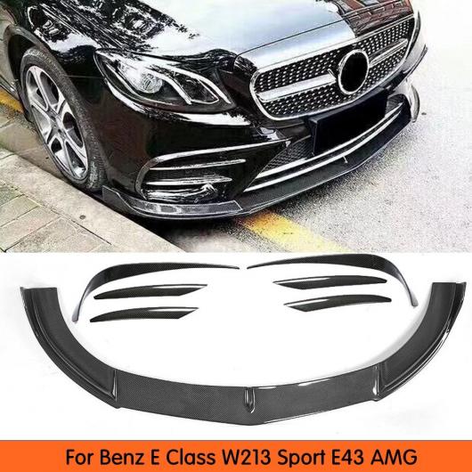 適用: ベンツ W213 スポーツ Eクラス E200 E260 E300 2016-2019 カーボンファイバー フロント バンパー リップ スポイラー チン ガード AL-DD-8735 ...