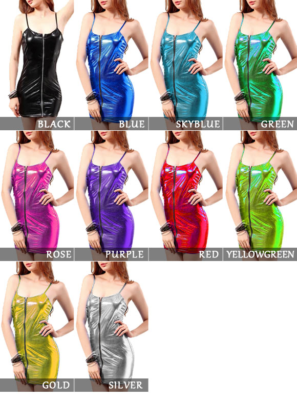 オートパーツエージェンシー コスチューム レザードレス キャミソールワンピース ジップアップ 選べる10カラー 選べる7サイズ AP ...