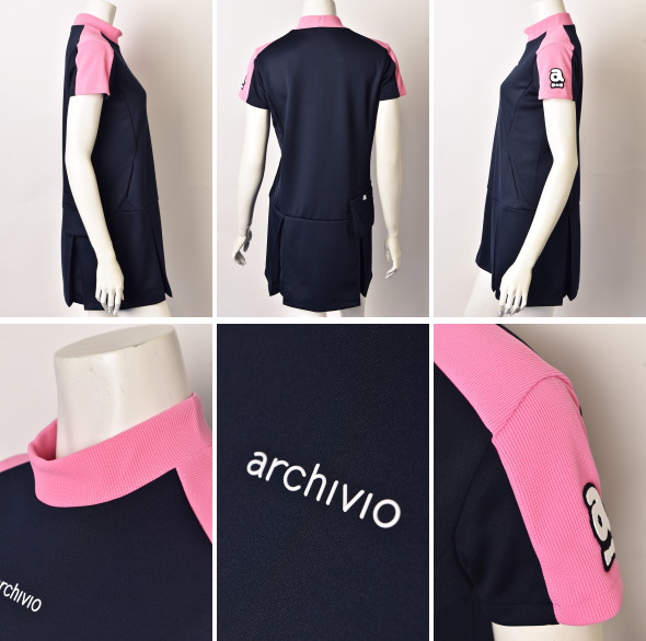 50％OFFセール！アルチビオ archivio ゴルフ 2024秋冬新作 レディース リブ切替半袖ワンピース 服 ゴルフウェア archivio（アルチビオ） 50％OFFセール！ ゴルフ 2024秋冬新作