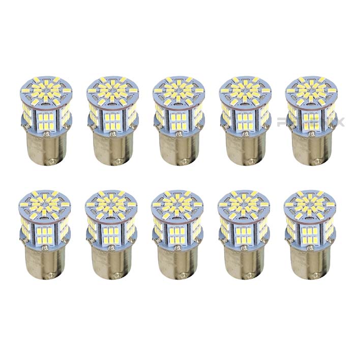LED バルブ S25 G18 シングル ホワイト 12V 24V 兼用 無極性 54LED 10個 トラック サイドマーカー ライト 車 ...