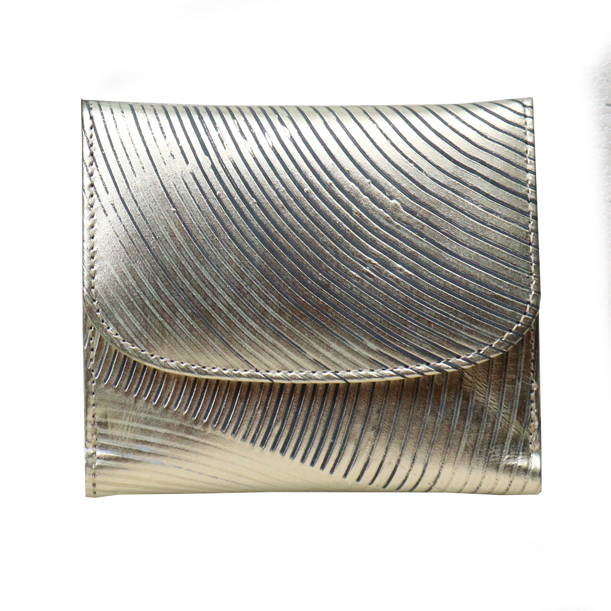 VIADOAN 二つ折り ミニ財布 ボックス型小銭入れ 櫛引き柄 ゴールド VIA DOAN(ヴィアドアン)Collet(コレット) メタリック モード 日本製 653 : かばんと財布の店 ...