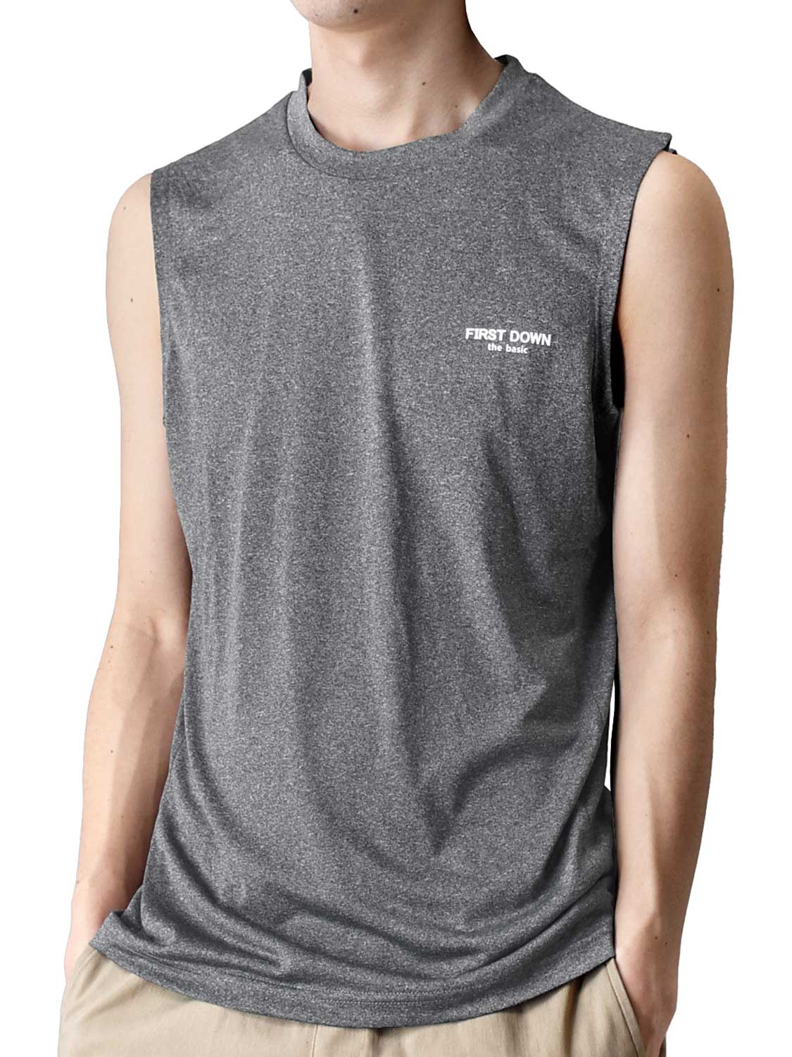 FIRST DOWN Tシャツ メンズ ノースリーブ 速乾 DRYストレッチ 接触冷感 タンクトップ FIRSTDOWN thebasic 送料無料 通販Y : アローナ - 通販 ...