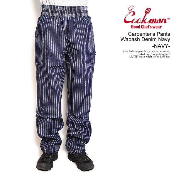 クックマン シェフパンツ カーペンターズ パンツ ストライプ デニム COOKMAN Chef Pants Carpenter’s Pants Wabash Denim Navy 43850 COOKMAN（クックマン） パンツ COOKMAN Carpenter's Pants Wabash