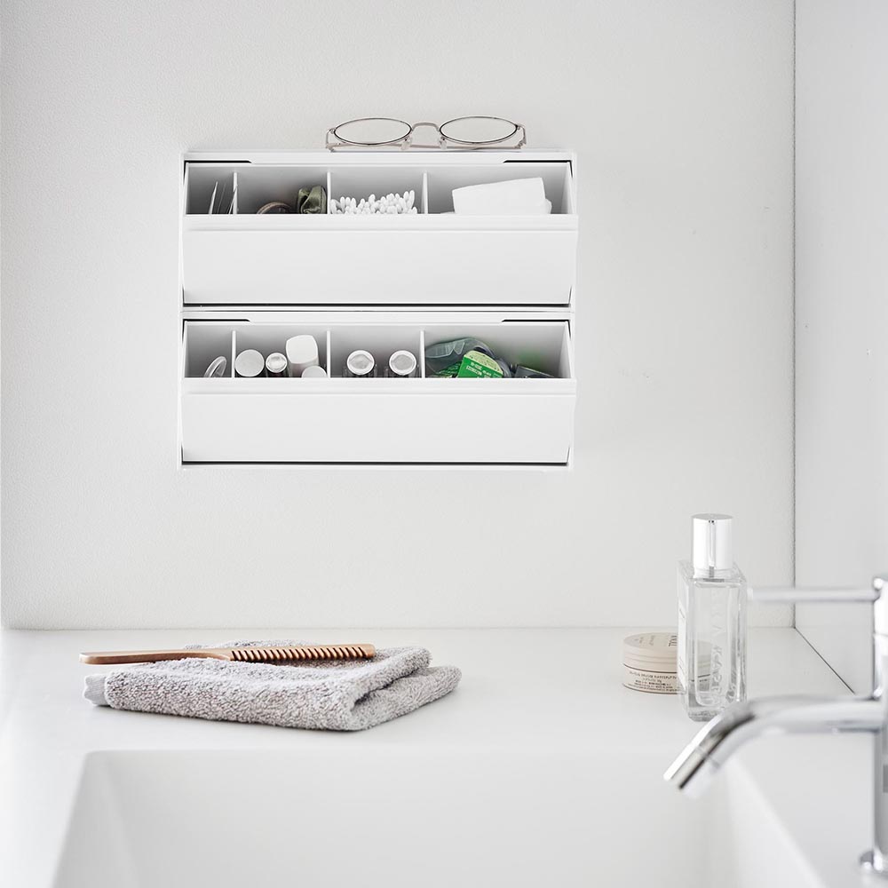 tower 山崎実業 ウォール洗面収納ケース タワー 石こうボード壁対応 衛生用品収納 洗面所 小物収納 フラップ式 壁面収納 ボックス 収納 1355 1356 : アシストワン - 通販 ...