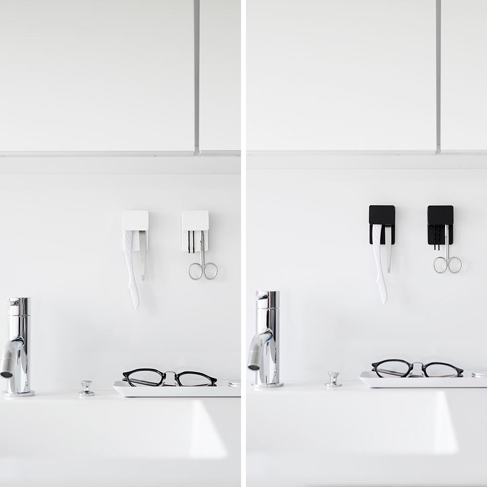 tower 山崎実業 タワー 洗面所 フィルムフック差し込み歯ブラシ＆チューブホルダー W4 2個組 浮かせる収納 壁面収納 ホワイト ブラック 1493 1494 : アシストワン - 通販 ...