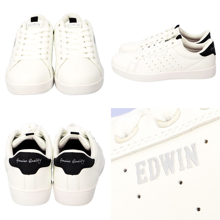 白スニーカー エドウィン 通販 EDWIN スニーカー EDW7034 靴 メンズ ローカットスニーカー 軽量スニーカー 通学靴 通学シューズ 白 ホワイト 高校生 中学生 ...