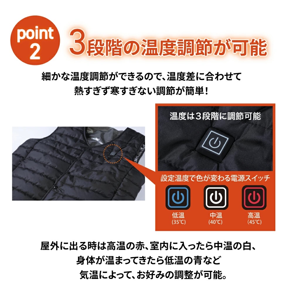 防寒着 ヒーター付き ベスト 通販 ホット温熱ベスト ヒーターベスト USB給電 加熱ベスト 中綿ベスト インナーベスト 防寒グッズ 秋冬 冬 ...