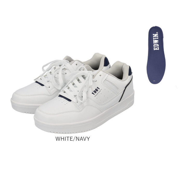 白スニーカー エドウィン 通販 EDWIN スニーカー EDW7107 靴 メンズ ローカットスニーカー 軽量スニーカー 通学靴 通学シューズ 白 ホワイト 高校生 中学生 ...